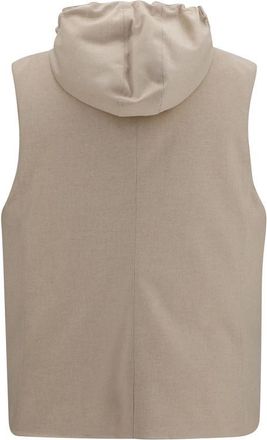 Brunello Cucinelli Wool Down Hooded Vest - Beige