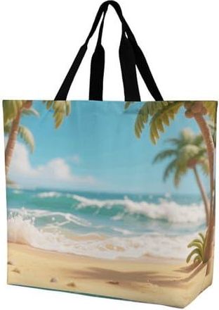 Generic Belle Plage Sac Fourre Tout R&eacute;utilisable Tote Bag L&eacute;ger Sac Fourre-Tout Pour Travail Shopping Voyage