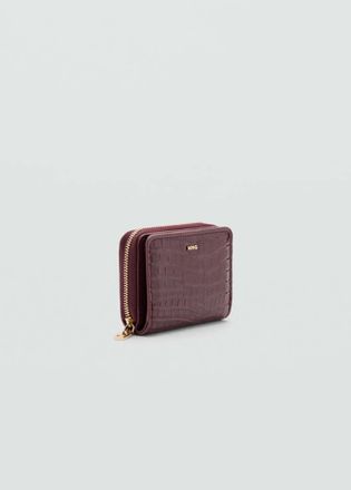 Mango Portefeuille moyen effet croco brillant bordeaux - Femme - Taille unique - MANGO