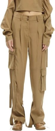 Malloni Femme, Pantalons, Brun, Taille: 38 FR Pantaloni cargo tasche applicate MLO