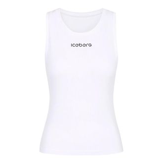 Iceberg Femme, Tops, Blanc, Taille: 38 FR D&eacute;bardeur en jersey de coton stretch c&ocirc;tel&eacute;