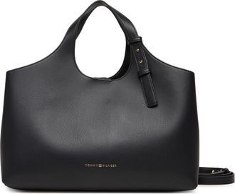 Tommy Hilfiger Handtasche Tommy Hilfiger Th Logo Satchel AW0AW18282 Schwarz