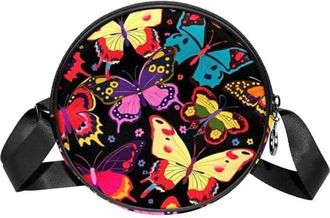 Generic Sac &agrave; bandouli&egrave;re rond pour femme, petit sac &agrave; bandouli&egrave;re color&eacute; avec fermeture &eacute;clair, bretelles r&eacute;glables, sac &agrave; main rond d&eacute;contract&eacute; pour femmes 