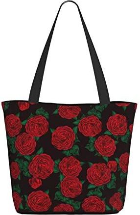 AOOEDM Motif rose de sac &agrave; provisions rouge pour femme 33 x 27,9 x 17,8 cm. Le cadeau parfait pour la Saint-Valentin. Cest de la Saint-Valentin pour maman, f