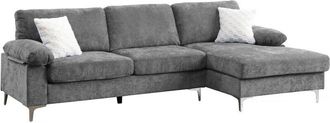 Habitat et Jardin Canap&eacute; dangle droit en tissu chenille Jade - 3 places - Gris clair