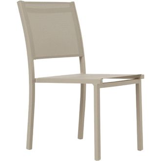 Oviala Chaise de jardin aluminium et textil&egrave;ne cr&egrave;me