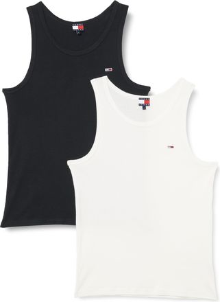 Tommy Jeans TJM XSLIM 2PCK Rib Tank EXT Other T-Shirts Mens, Multi (Ecru/Black), XXL