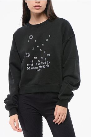Maison Margiela MM1 MM10 Crew-neck Sweatshirt with Maxi Frontal Embroidery size S
