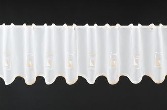 Gerster Scheibengardine grafischer Stickerei 30 cm hoch wei&szlig; Creme beige - Wunschbreite frei w&auml;hlbar durch gekaufte Menge in 32,5 cm Schritten - Meterware