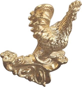 Angoily Kupferne Hahnenfigur Tischdekoration Kleine Antike H&uuml;hnerstatue aus Massivem Messing Retro Wohndeko f&uuml;r Wohnzimmer und Regal