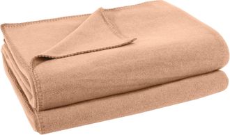 Zoeppritz Soft-Fleece-Decke - Polarfleece-Decke mit Häkelstich - flauschige Kuscheldecke - 220x240 cm - 040 sand - von zoeppritz since 1828