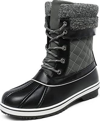 Dream Pairs Bottes Neige Femme Hiver Mi-Mollet Imperm&eacute;ables Chaudes Antid&eacute;rapantes Ext&eacute;rieur,Size 40.5,Gris,MONTE_01