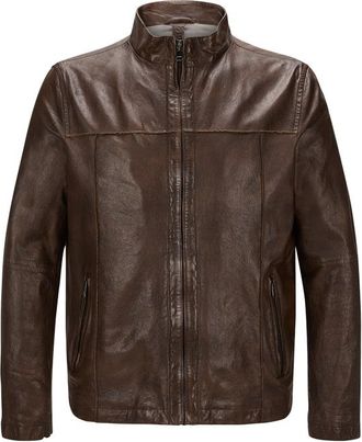 Milestone Herren Lederjacke braun Lammnappa unifarben