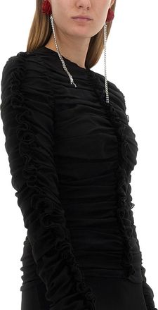 Magda Butrym Ruched Silk Blouse - Black