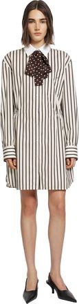 Valentino Short Dress In Printed Striped Poplin