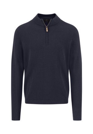 Fynch-Hatton Troyer aus Baumwoll-Kaschmir-Mix mit Rei&szlig;verschluss Navy/XXL