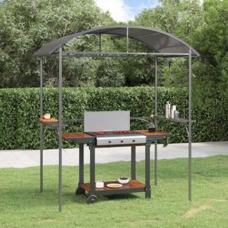 vidaXL Gazebo bbq et &eacute;tag&egrave;res lat&eacute;rales anthracite 220x115x230cm acier Vidaxl