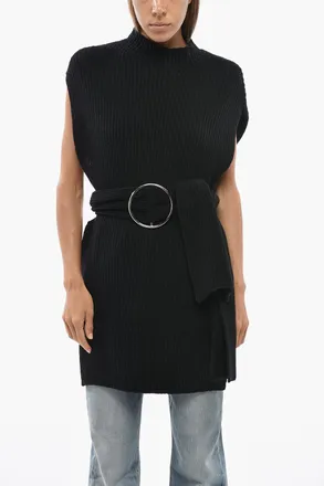 Dries Van Noten Rundhals-Top TINA &auml;rmellos mit G&uuml;rtel Dries Van Noten