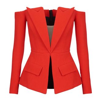 Balmain Schulterfreies Top mit Sch&uuml;rze - - Jackets - Damen - Rot - 2XS