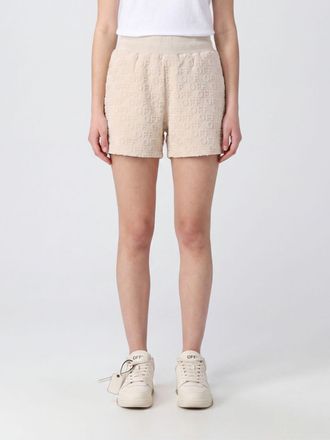 Off-white Short en coton avec monogramme jacquard et taille &eacute;lastiqu&eacute;e