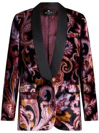 Etro blazer en velours à motif en jacquard - Rose