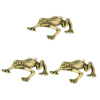 Aboofan 3st&uuml;cke Retro Messing Frosch Figur Handgefertigtes Desktop Deko Ornament F&uuml;r Zuhause B&uuml;ro Und Auto Vintage Kr&ouml;te Skulptur Als F&uuml;r Reichtum Und Wohlsta
