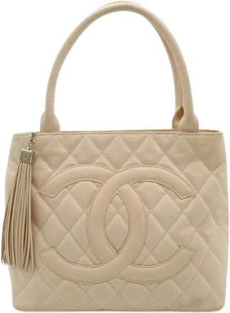 Chanel Pre-owned Matelasse Canvas Leather Tote Bag - Femme - Pre-owned - Beige - Taille: ONE Size