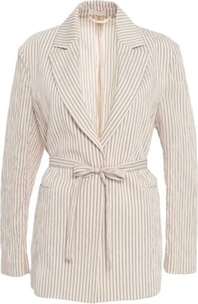 Liu Jo Femme, Vestes, Beige, Taille: 42 FR Blazer Rose Ray&eacute; avec Ceinture