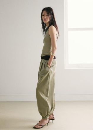 Mango Top maille fil cintr&eacute; vert d&acute;eau - Femme - S - MANGO