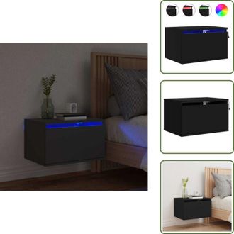 vidaXL The Living Store - Wand-Nachttisch mit LED-Leuchten Schwarz - Wandregal - Nachttisch - Wohnzimmer Deko - Beleuchtung - Regal Schwarz