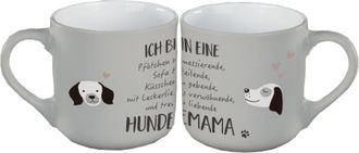 Generic Ein Becher HUNDEMAMA, grau/weiß, Steinzeug, ca. 9 cm Ø x 9 cm H, ca 350 ml