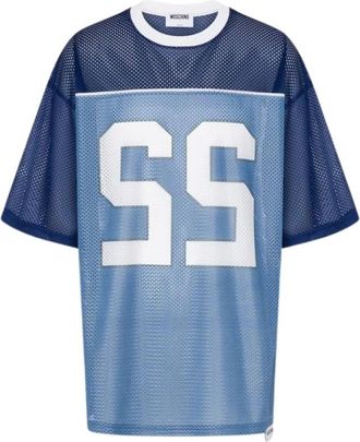Moschino unisex, Tops, Bleu, Taille: 2XL Technical mesh T-shirt