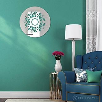 FlexiStyle Dekorativer Spiegel FLORAL 50cm, modernes Design Dekoration, 3mm Acryl-Spiegel aus der EU, Wohnzimmer, Schlafzimmer, Flur, unzerbrechlich, DIY-Heimtex