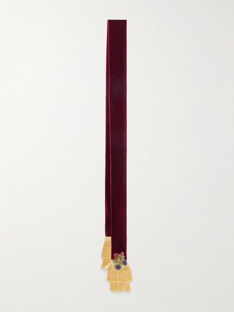 Valentino Garavani Schal Aus Samt Mit Fransen Und Kristallen - Burgunder
