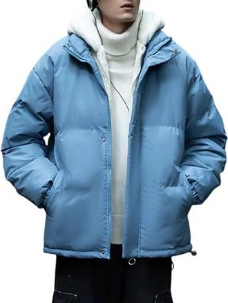 Generic Vestes dhiver &agrave; capuche pour homme - Doudoune dhiver &eacute;paisse et chaude &agrave; bulles - Style d&eacute;contract&eacute;, bleu, 4XL
