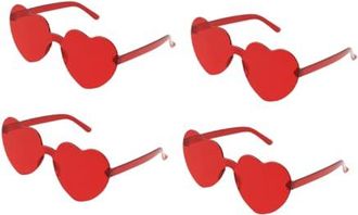 BESPORTBLE 4 Pi&egrave;ces Lunettes de Soleil Forme Coeur Sans Monture Accessoire Mode pour Plage Voyage Shopping Unisexe