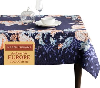 Maison d'Hermine Maison dHermine Tischdecke Rechteckig, 100 % Baumwolle, 152 × 274 cm, wiederverwendbare dekorative Tischdecke für Esszimmer, Bauernhaus, Zuhause, Part