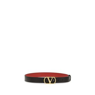 Valentino Garavani Womens Black Calf Leather Bos Taurus Belt