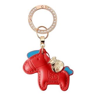 Generico Porte-cl&eacute;s tendance 2026 avec breloque cheval en cuir souple - Nouvel An chinois - D&eacute;coration mignonne - Cheval victoire incrust&eacute; de diamants - Riches