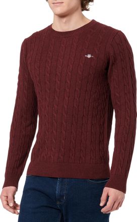 GANT Herren Cotton Cable C-Neck Pullover, Bordeaux Melange, M EU