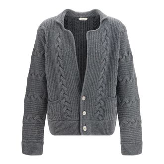 Versace Cardigan en maille boutonn&eacute; - Homme - Pulls - Gris - Taille: M