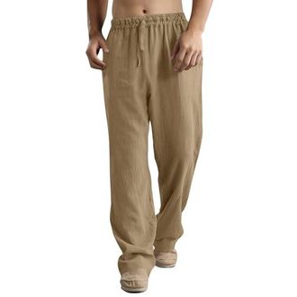 Generic Pantalon de sport pour homme - Long et droit - Pantalon de jogging fin - Couleur unie - Pantalon de plage stretch - Pantalon de yoga ample avec poches