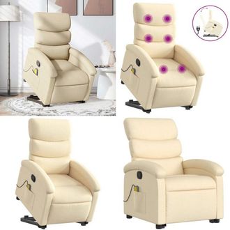 vidaXL Massagesessel mit Aufstehhilfe Creme Stoff - Massage Sessel - Elektrischer Lift - Relaxsessel - Fernsehsessel - Bequeme Sessel - Home & Living