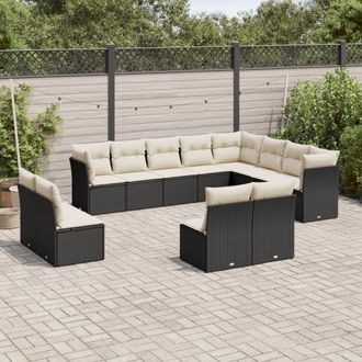 vidaXL Vidaxl - Set Divani Da Giardino 12 Pz Con Cuscini Nero In Polyrattan