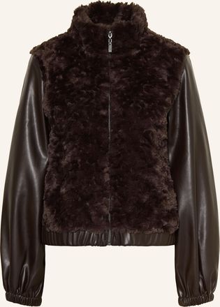 Monari Monari Blouson Im Materialmix Mit Kunstfell braun