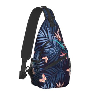 AOOEDM Palm Tropical Leaves Schmetterlinge und Lilienblumen Umhängetasche für Damen und Herren, Crossbody-Schultertaschen, lässiger Sling-Rucksack, Brusttasc