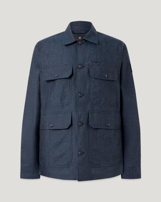 Belstaff Forge Jacke F&uuml;r Herren Tumbled Melange Linen Dunkles Tintenblau Xl
