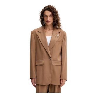 Fracomina Langer Blazer mit Kronenverzierung - - Jackets - Damen - Braun - L