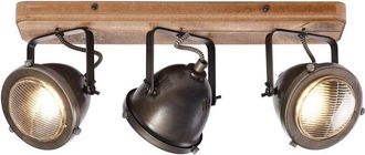 Brilliant Lampe Carmen Wood Spotbalken 3flg burned steel/holz 3x PAR51, GU10, 5W, geeignet für Reflektorlampen (nicht enthalten) Köpfe schwenkbar