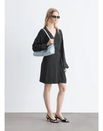 & Other Stories robe portefeuille en lin &agrave; pois noirs-Neutre